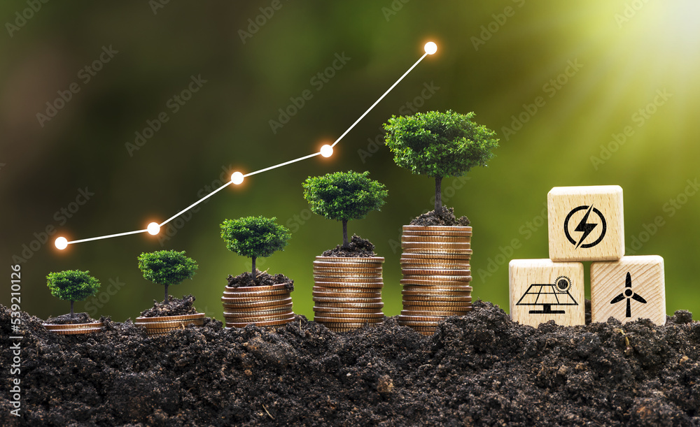 The concept of renewable energy production. Preserving natural energy ...