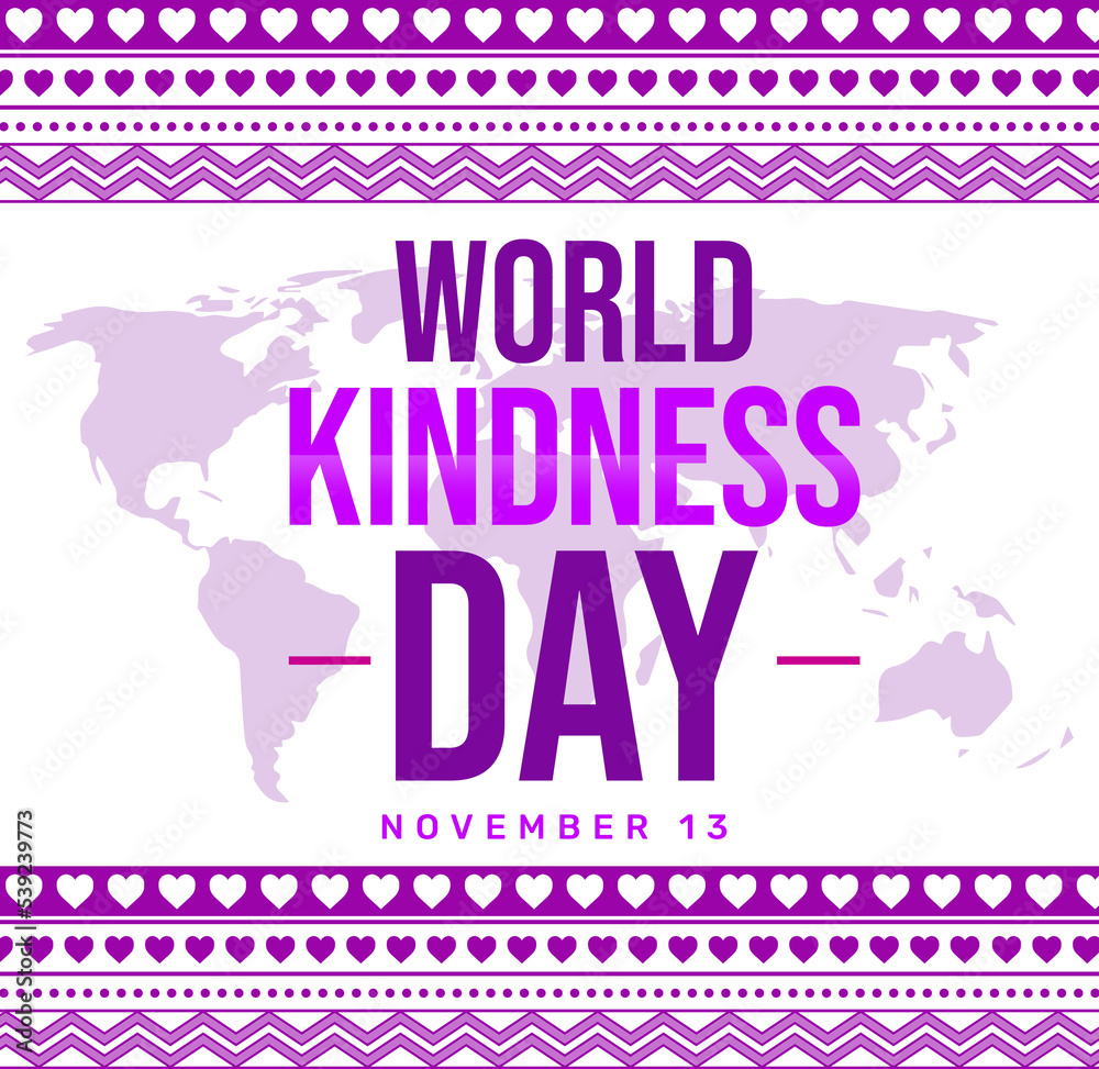 World Kindness Day Typography with hearts inside traditional border ...