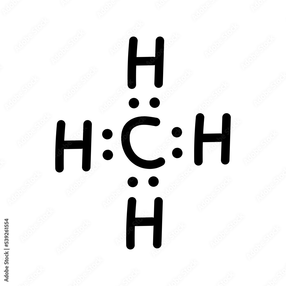 lewis structure of methane (CH4). Scientific vector illustration ...