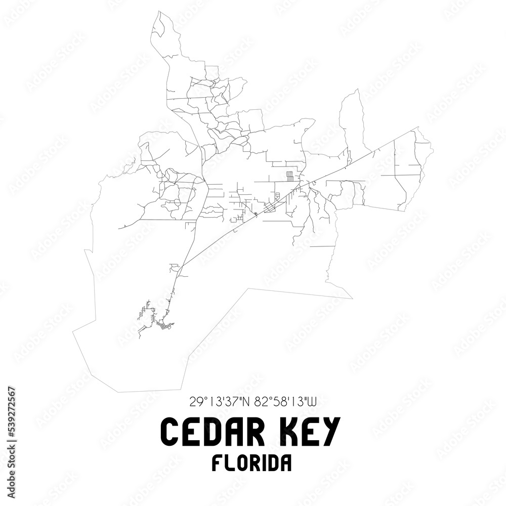 Ilustración de Stock Cedar Key Florida. US street map with black and ...
