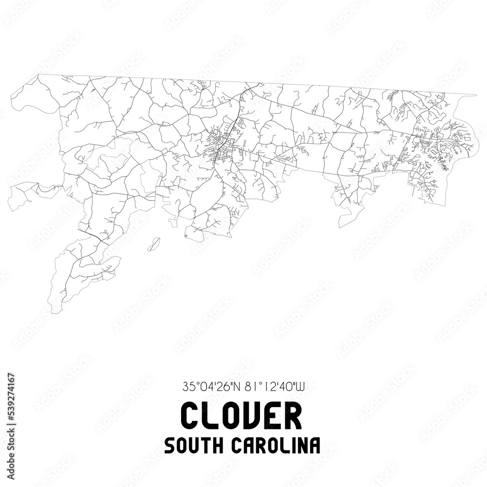 Ilustración de Stock Clover South Carolina. US street map with black ...