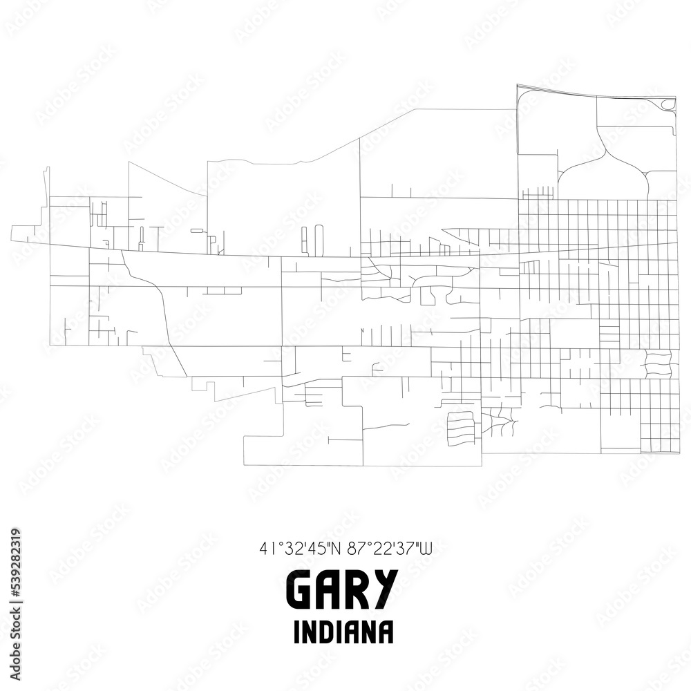 Gary Indiana. US street map with black and white lines. Stock ...