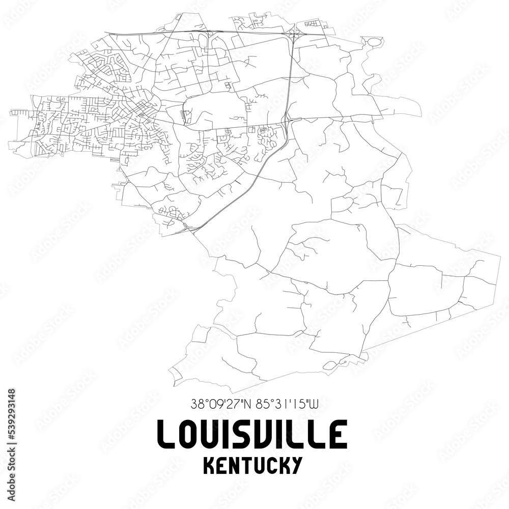 Louisville Kentucky. US street map with black and white lines. Stock ...
