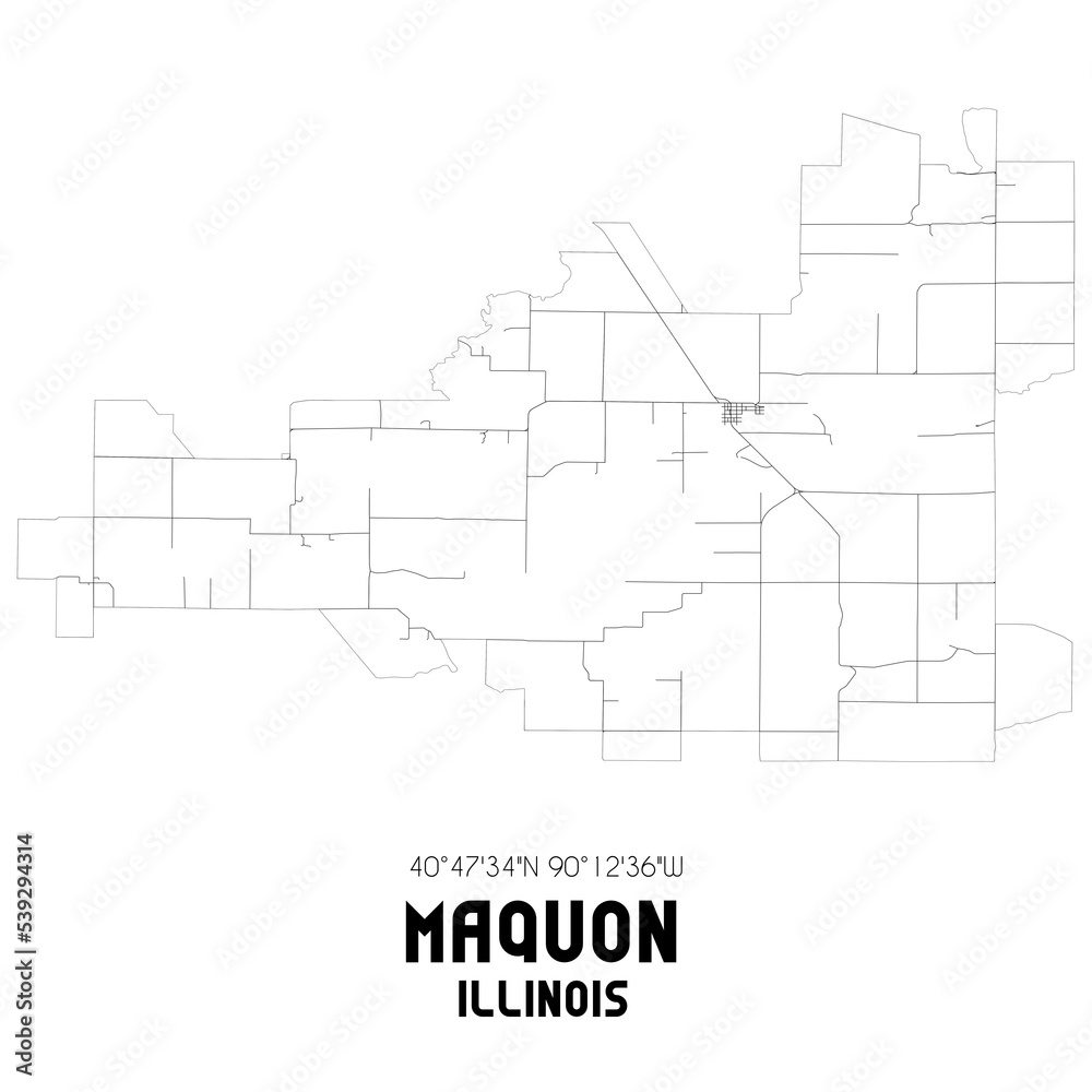 Maquon Illinois. US street map with black and white lines. Stock ...