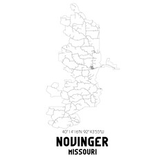 Fototapeta mapa świata dla dzieci Novinger Missouri. US street map with black and white lines ...