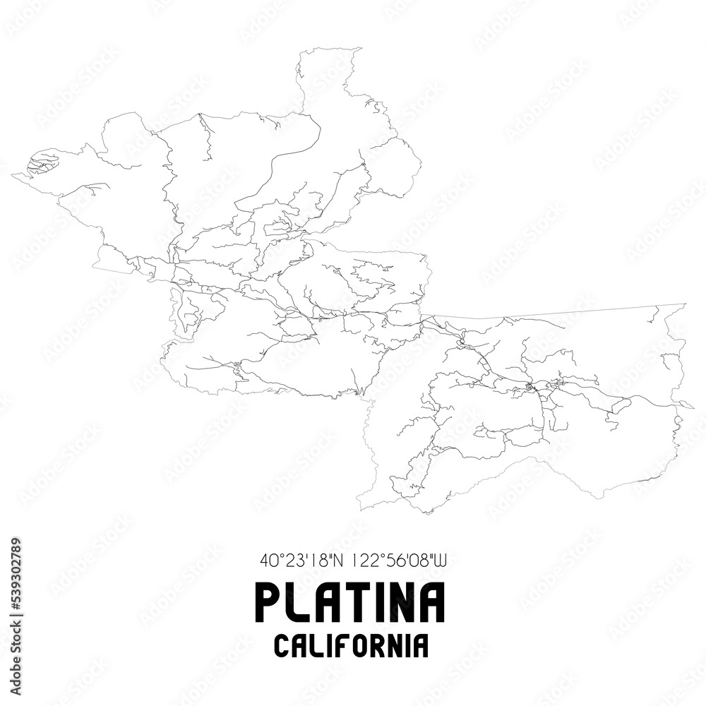 Platina California. US street map with black and white lines. Stock ...