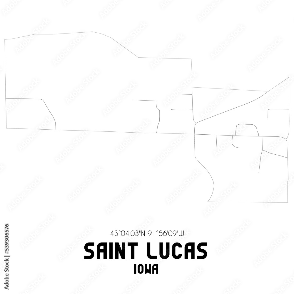 Saint Lucas Iowa. US street map with black and white lines. Stock ...