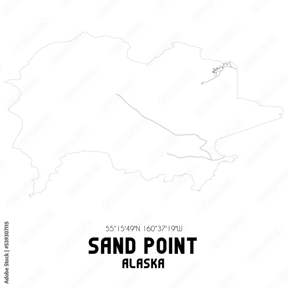 Ilustración de Stock Sand Point Alaska. US street map with black and white lines. | Adobe Stock