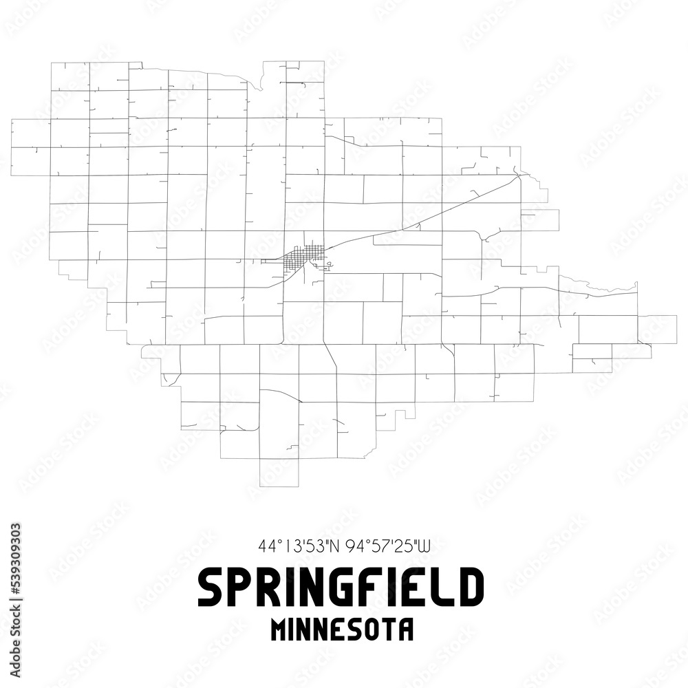 Springfield Minnesota. US street map with black and white lines. Stock ...
