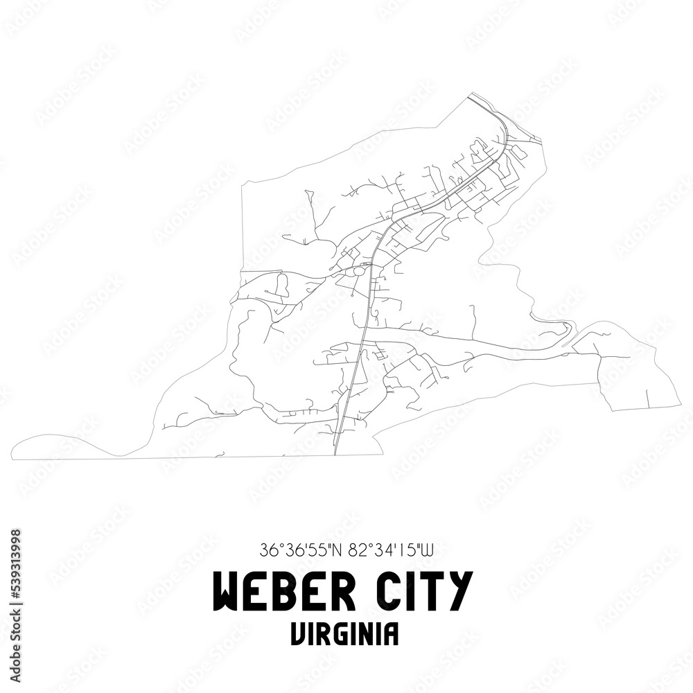 Weber City Virginia. US street map with black and white lines. Stock ...