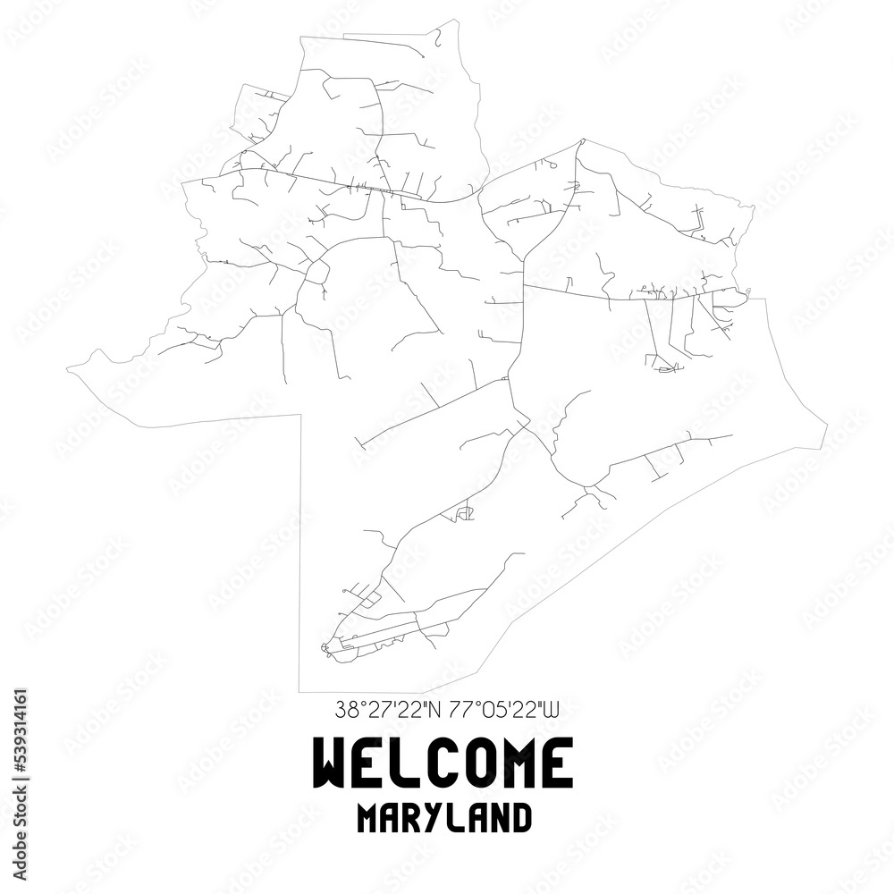 Welcome Maryland. US street map with black and white lines. Stock ...
