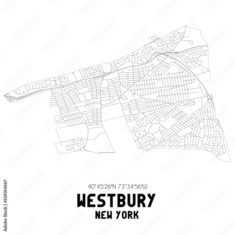 Stock-Illustration „Westbury New York. US street map with black and ...