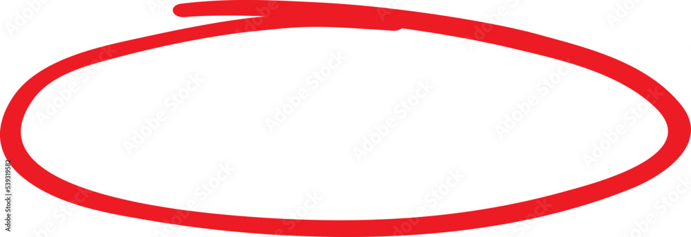 Stockvektorbilden Red circle, pen draw. Highlight hand drawing ...