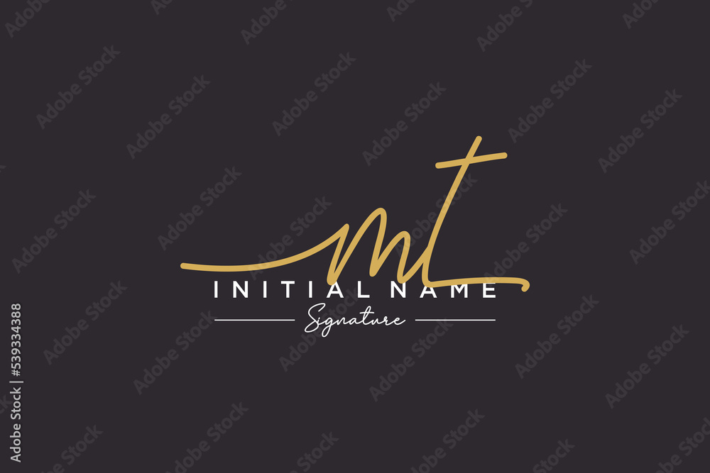 Initial MT signature logo template vector. Hand drawn Calligraphy ...