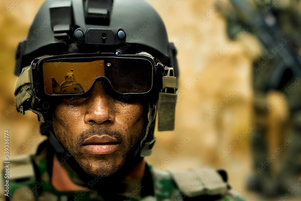 3D realistic render of portrait of an elite special forces soldier ...