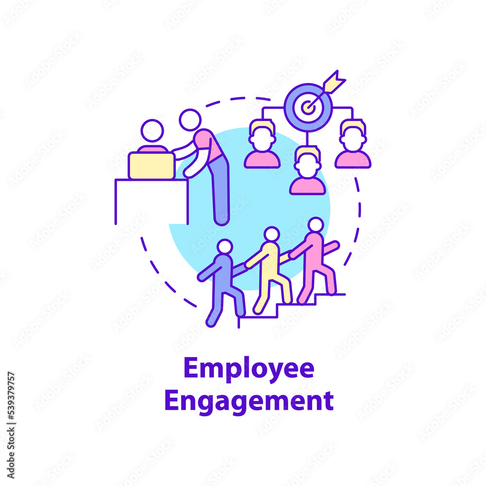 Employee engagement concept icon. Workers commitment and enthusiasm. HR ...
