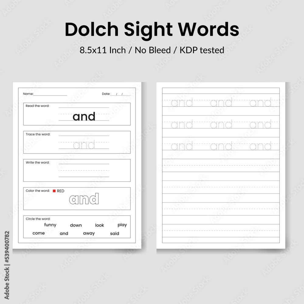 Vector de Stock Dolch Sight Words book.Practice educational worksheet ...