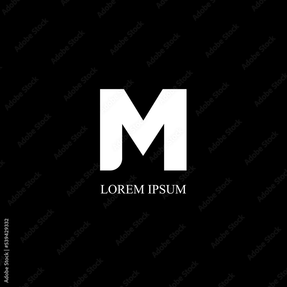 Letter M simple logo with black background Stock Vector | Adobe Stock