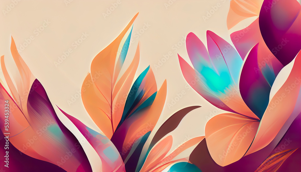 Abstract botanical plant wallpaper. Colorful art drawing. Elegant ...