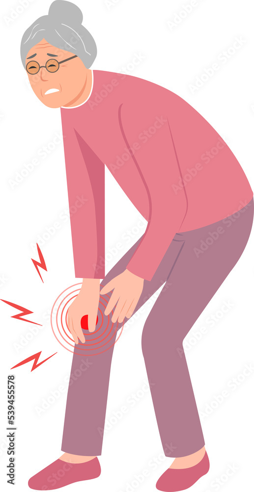 Elderly person with knee pain or injury. Leg injury. arthritis ...