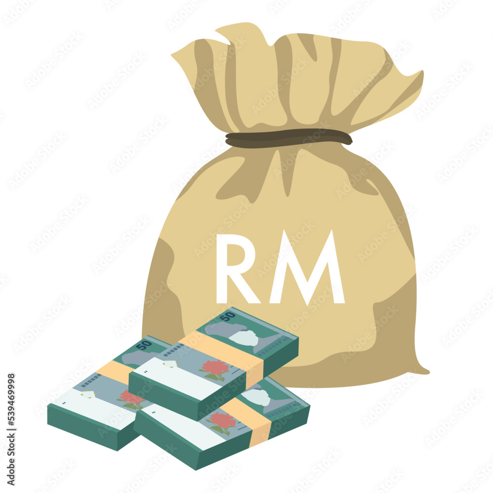 Malaysian Ringgit Vector Illustration. Malaysia money set bundle ...