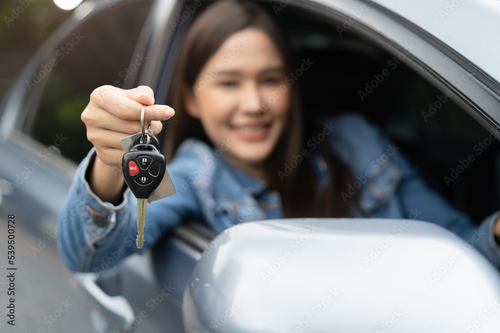 transportation rental automotive business concept. Close up hands of ...