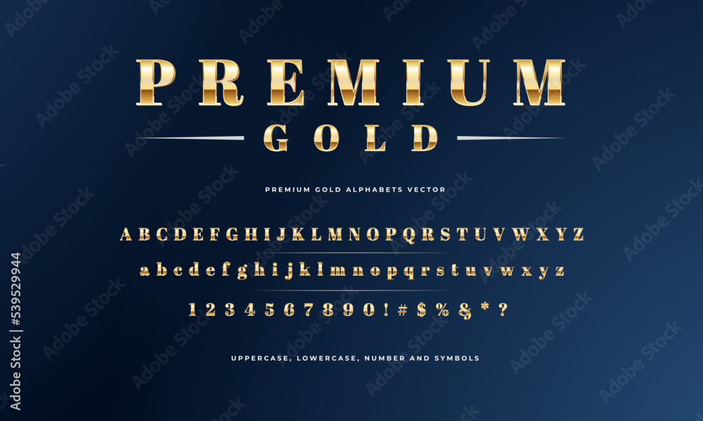 Premium Gold Text Effect Alphabets Stock Vector | Adobe Stock