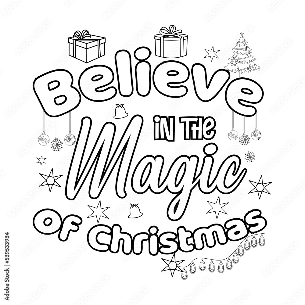 Merry Christmas Coloring page. Christmas line art coloring page design ...