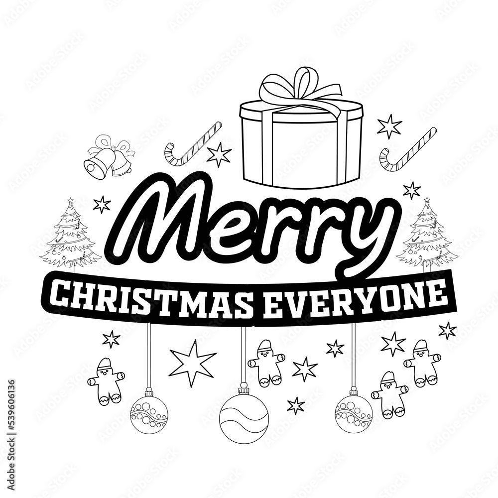 Merry Christmas Coloring page. Christmas line art coloring page design ...