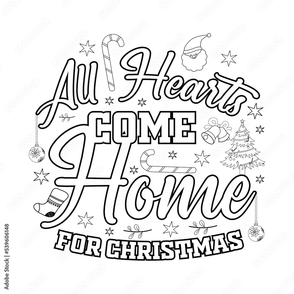 Merry Christmas Coloring page. Christmas line art coloring page design ...