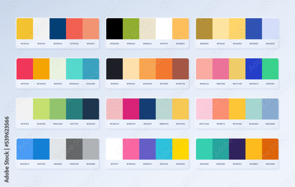 Creative pantone colour catalog guide. Fresh style palette in RGB Hex ...