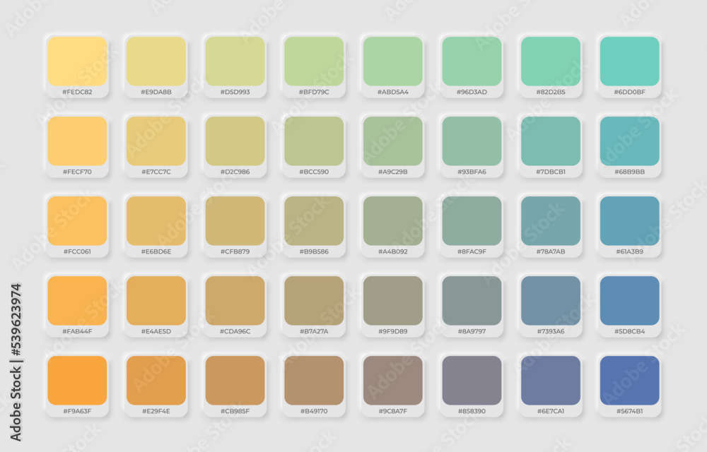 เวกเตอร์ Stock Pantone colour palette catalog samples in RGB HEX. New ...