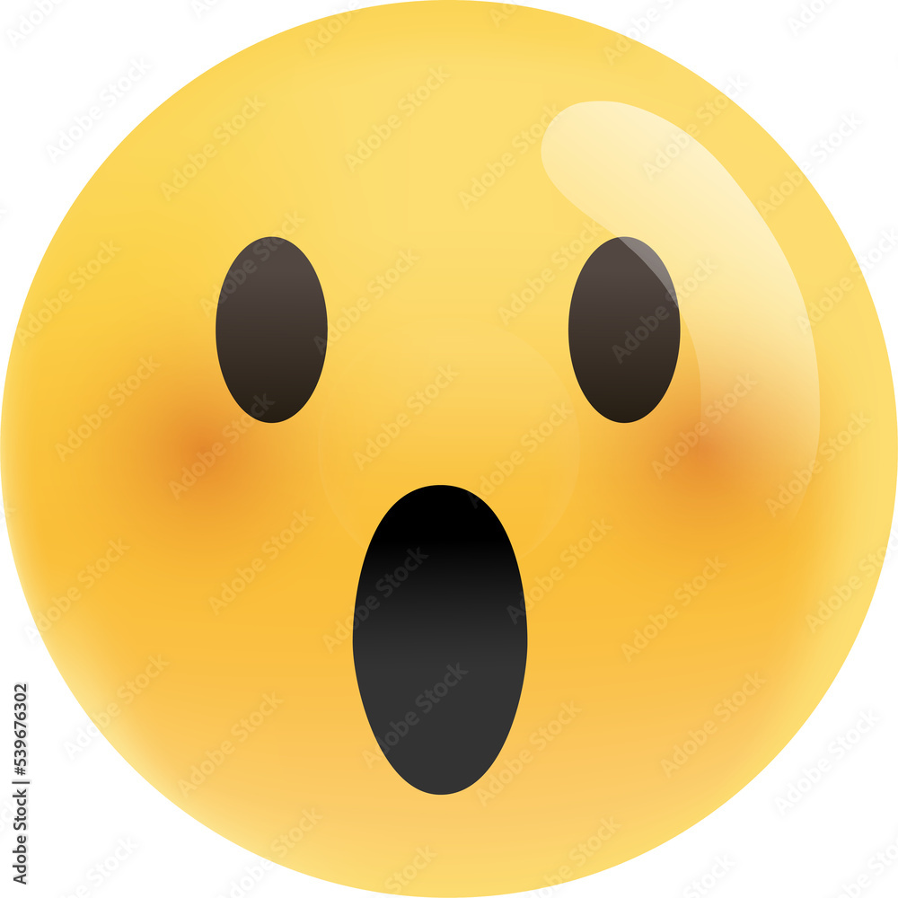 Hushed Emoji Face Illustration Stock Photo | Adobe Stock