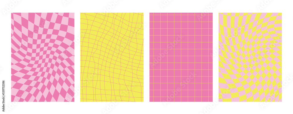 Y2k background. Trendy retro psychedelic style. Checkerboard, grid ...