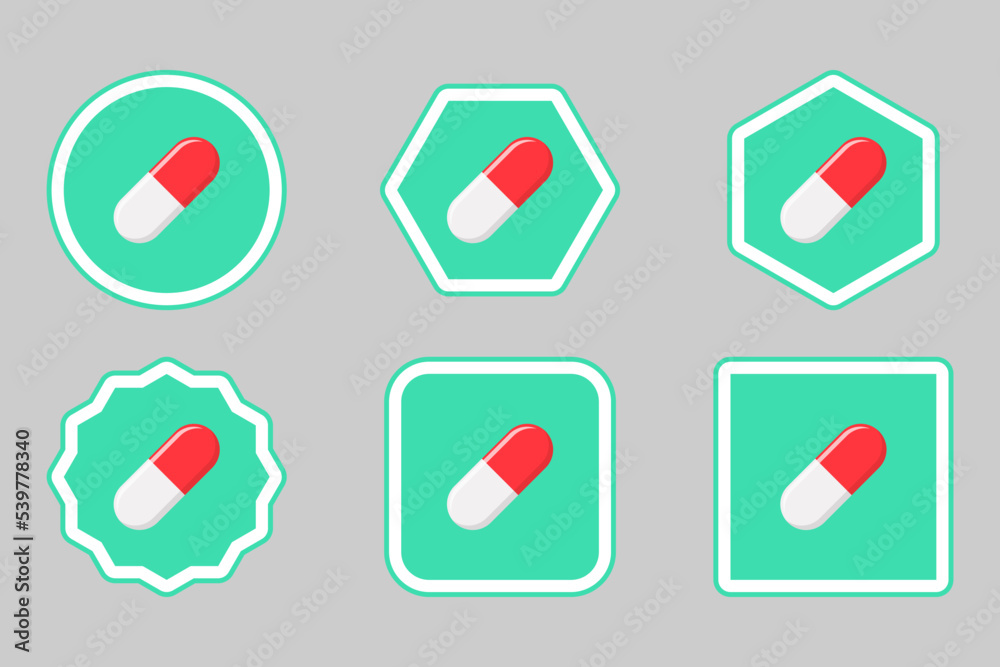 Red Pill Capsule, Medicine, vector mark symbols green style. Pill ...