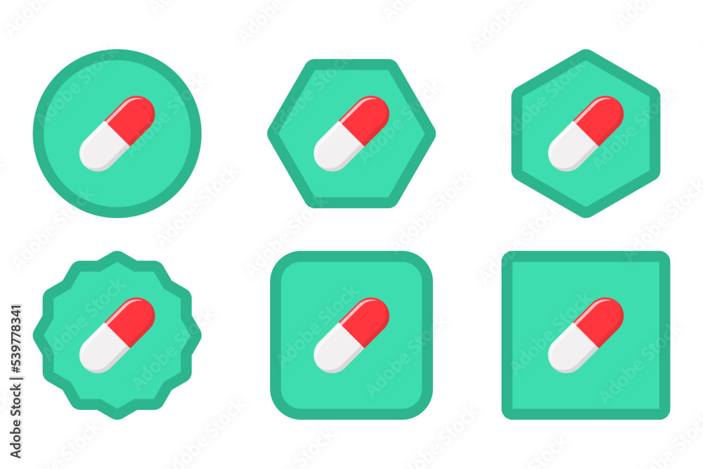Red Pill Capsule, Medicine, vector mark symbols green style. Pill ...