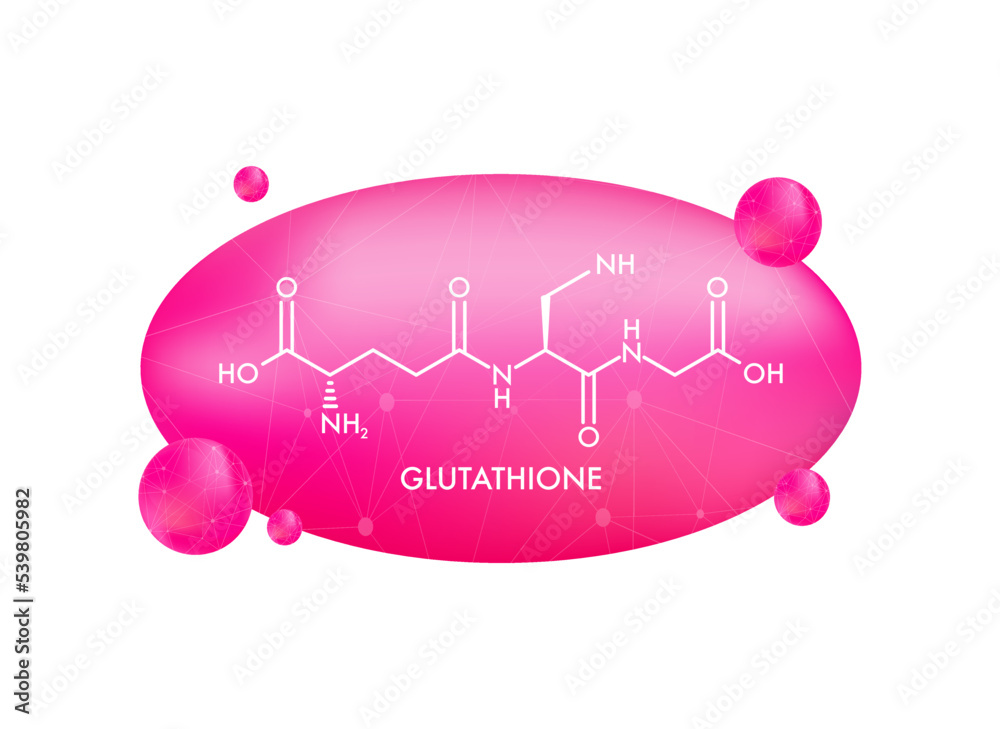 Glutathione chemical formula. Reduced glutathione, GSH. Vitamin ...