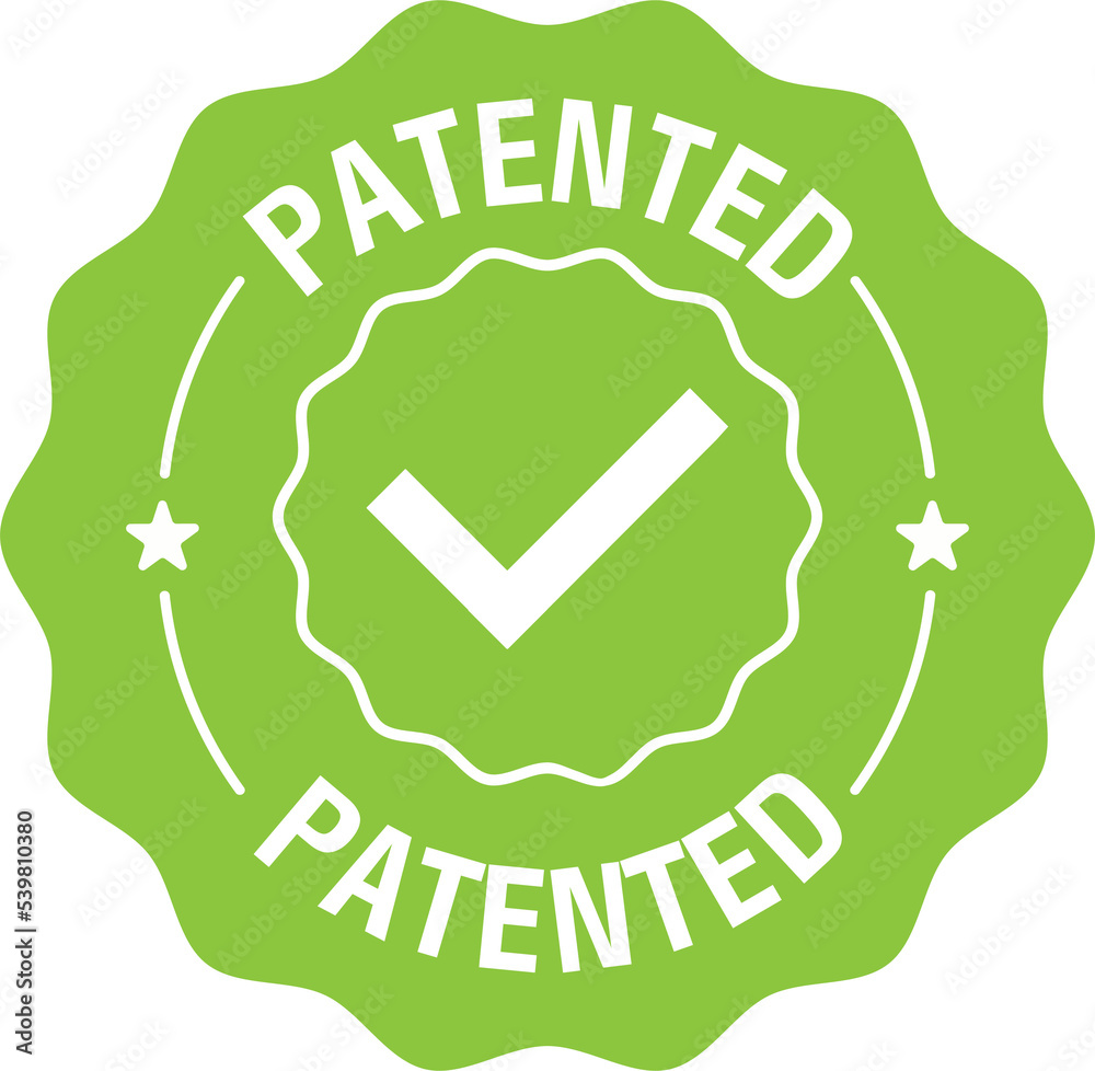 Patented label or sticker. Patent stamp badge icon , successfully ...