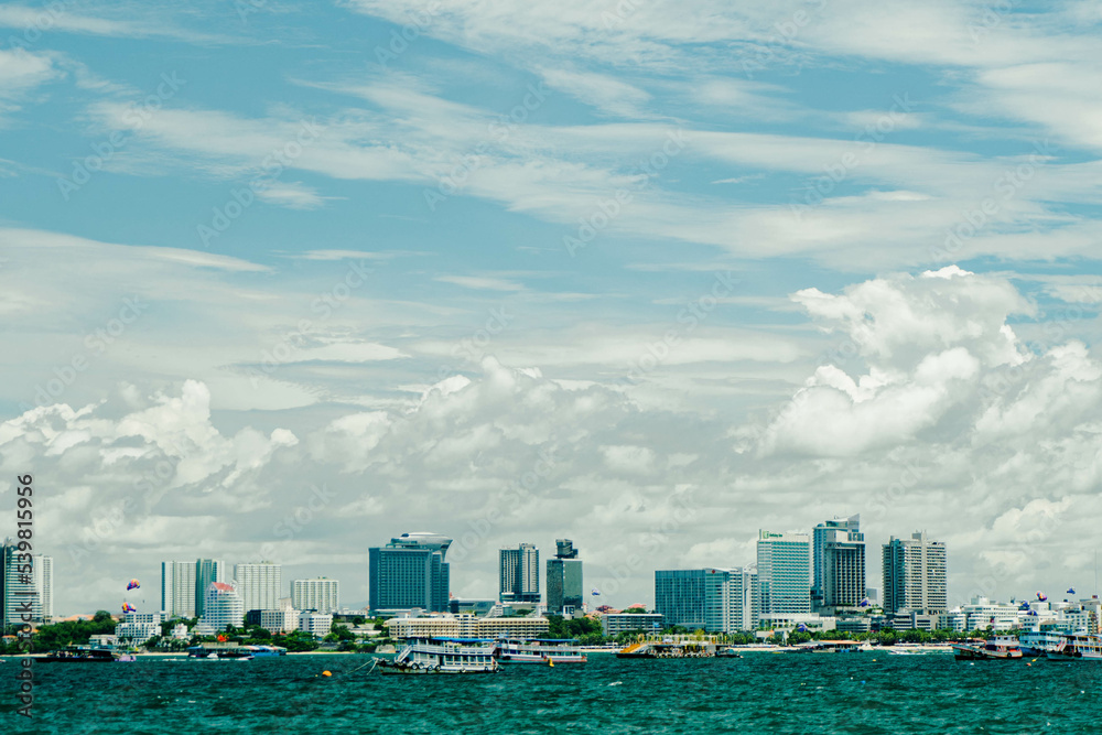 Nature of beach with sky, pattaya city,wide paradise background with ...