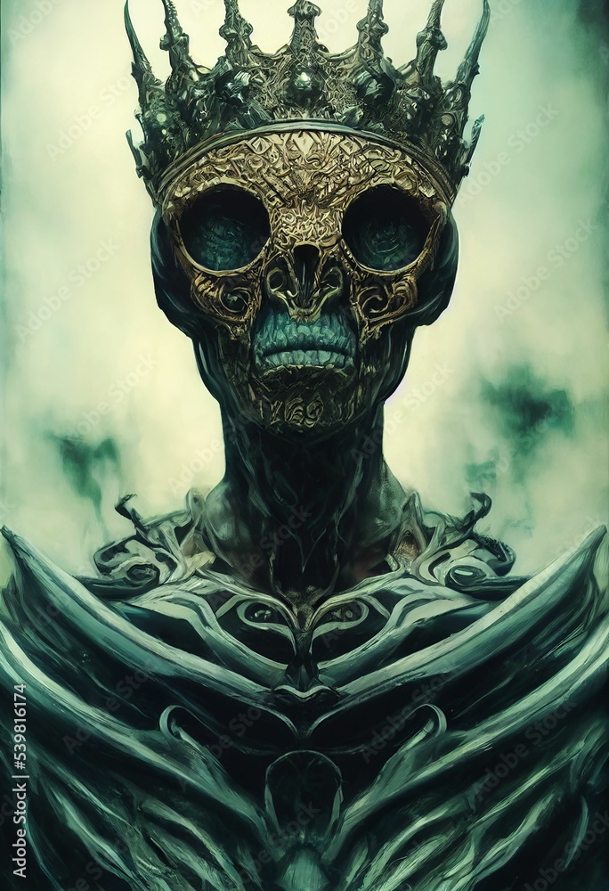 Vertical hyper-realistic illustration of a fantasy alien king Stock ...