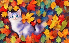 Watercolor Autumn Cat Free Stock Photo - Public Domain Pictures