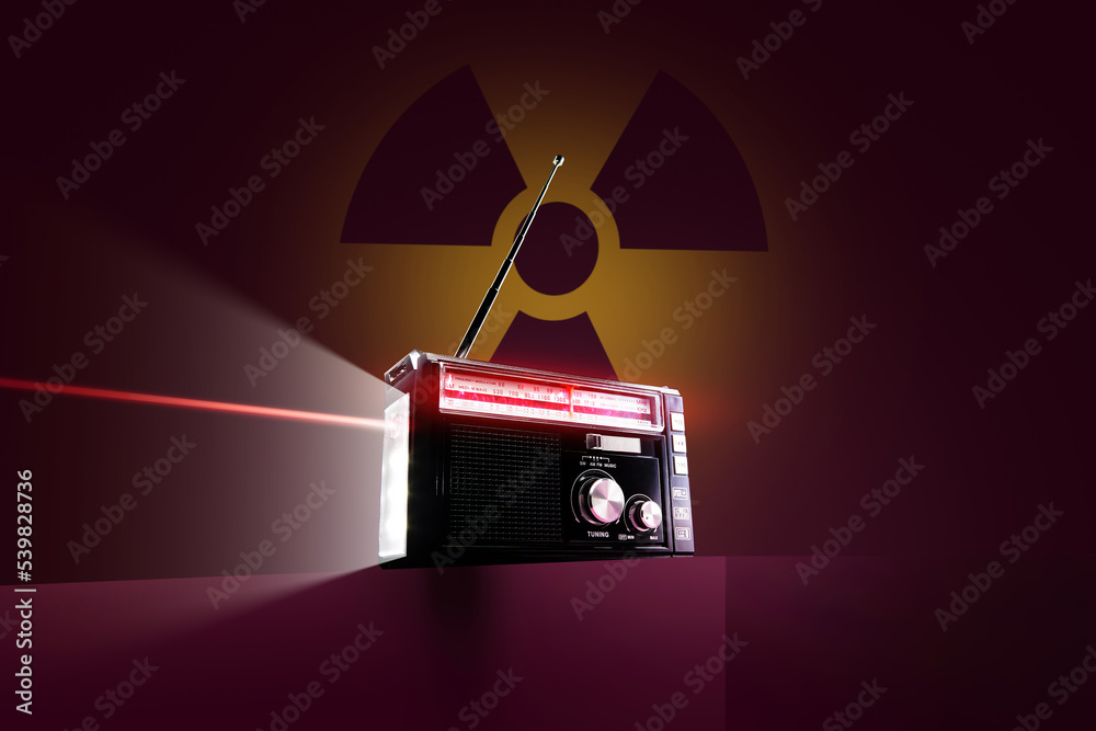stock photo of warning radio receiver in nuclear fallout time during ...