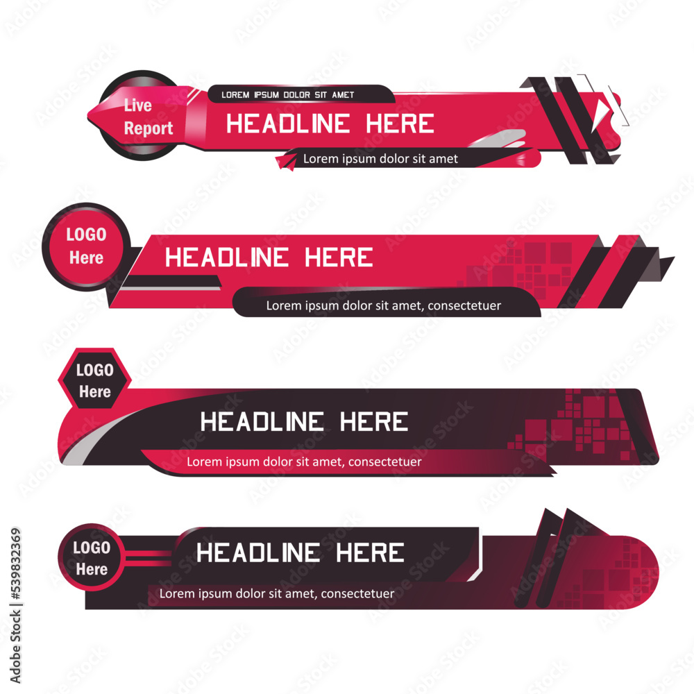 Set collection vector of Broadcast News Lower Thirds Template layout ...