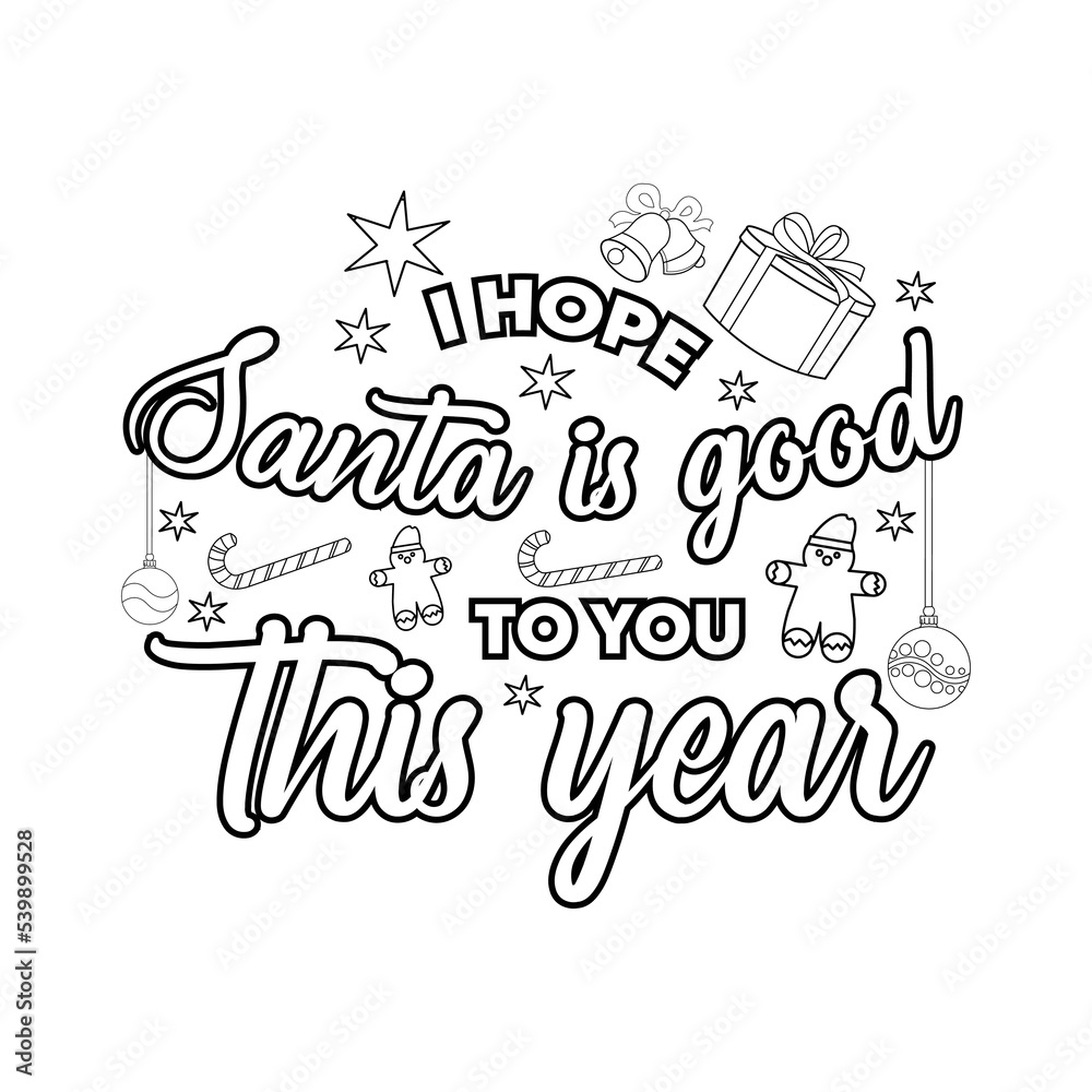 Merry Christmas Coloring page. Christmas line art coloring page design ...