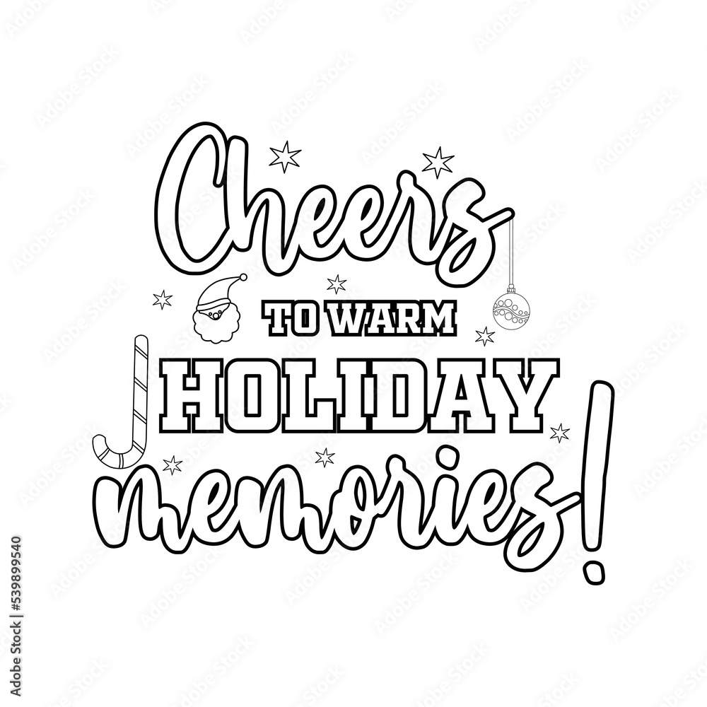 Merry Christmas Coloring page. Christmas line art coloring page design ...