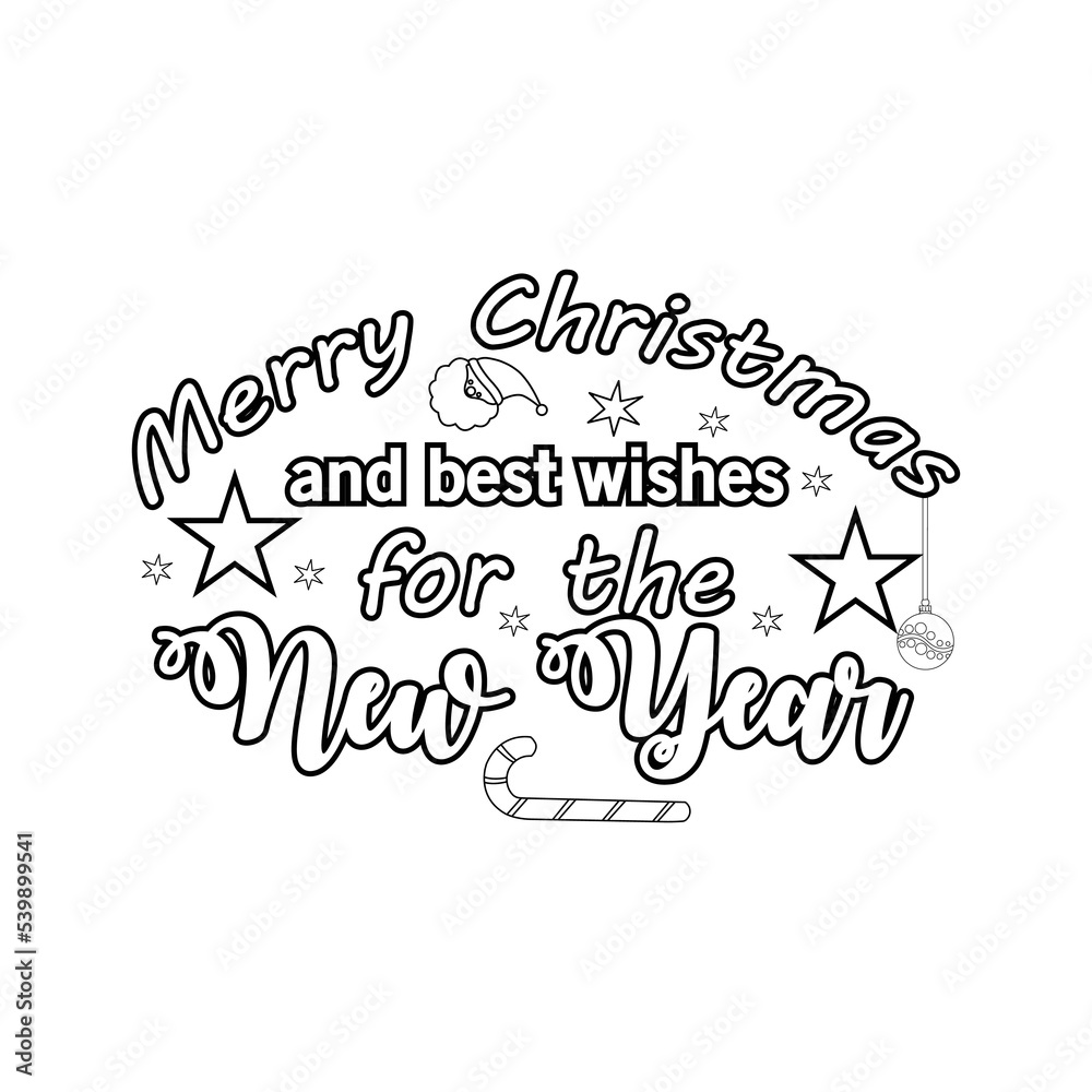 Merry Christmas Coloring page. Christmas line art coloring page design ...