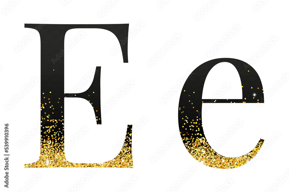 Elegant Black and Gold Glitter alphabet set with letters, numbers ...