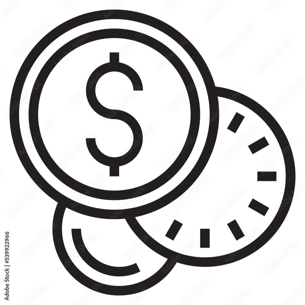 Coins outline style icon Stock Vector | Adobe Stock
