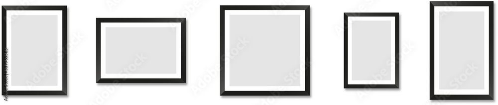Realistic picture frame mockup rectangle, square collection. Blank ...
