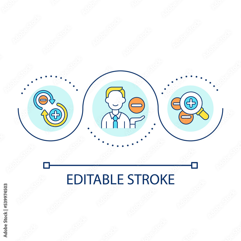 Analyze advantages and disadvantages loop concept icon. Focus on strong ...